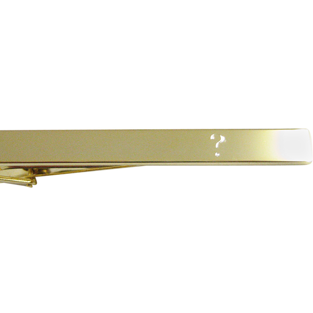 Gold Toned Etched Question Mark Square Tie Clip - Gem
